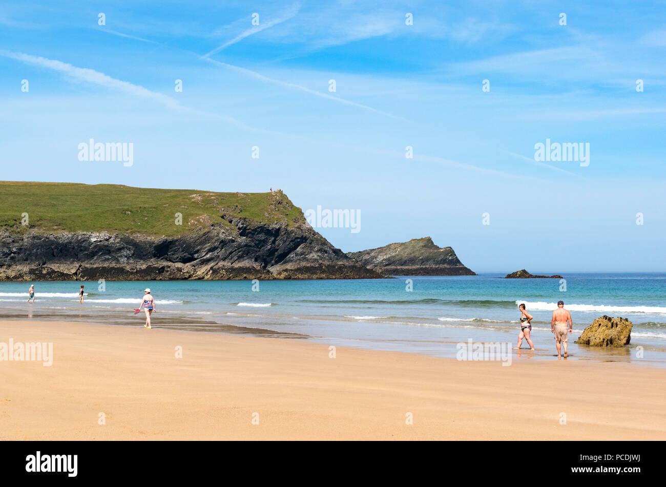 early summer at porth joke, polly joke beach, cornwall, england ...