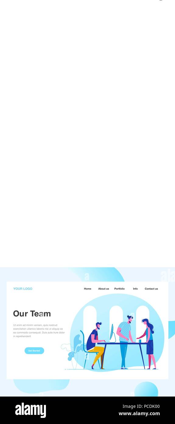 Landing page template of Work Team. Discussion of the company's ...