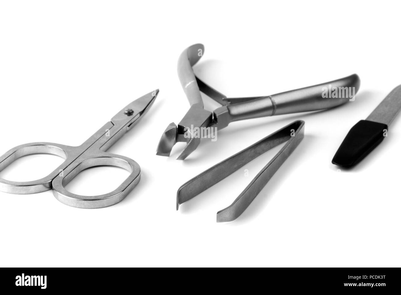 manicure tools on white background Stock Photo - Alamy