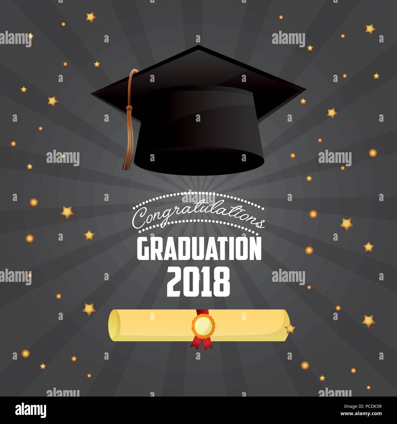 congratulations graduation stars background celebrate hat certificate ...
