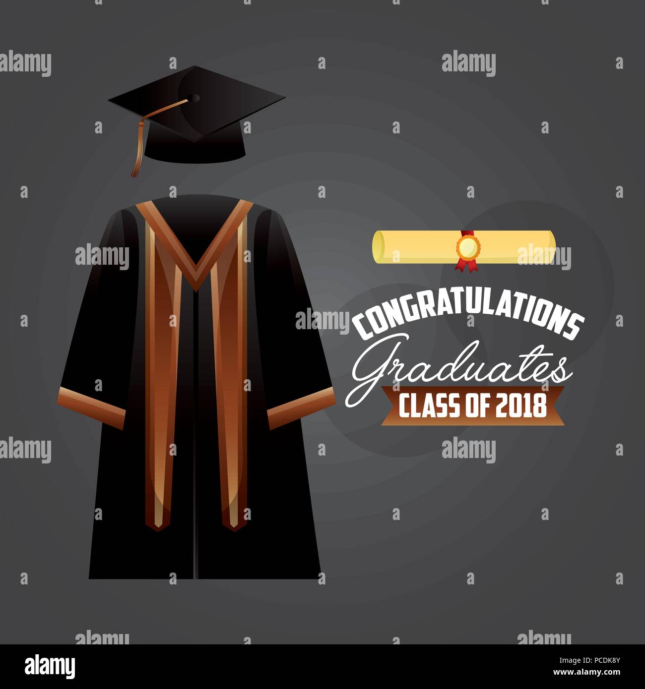 congratulations graduation dress parchment sign vector illustration ...