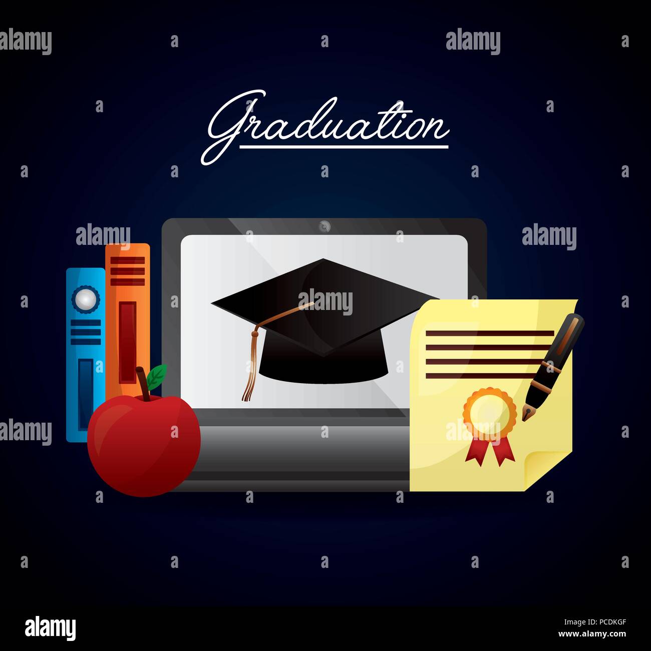 congratulations graduation computer screen hat apple books parchment ...