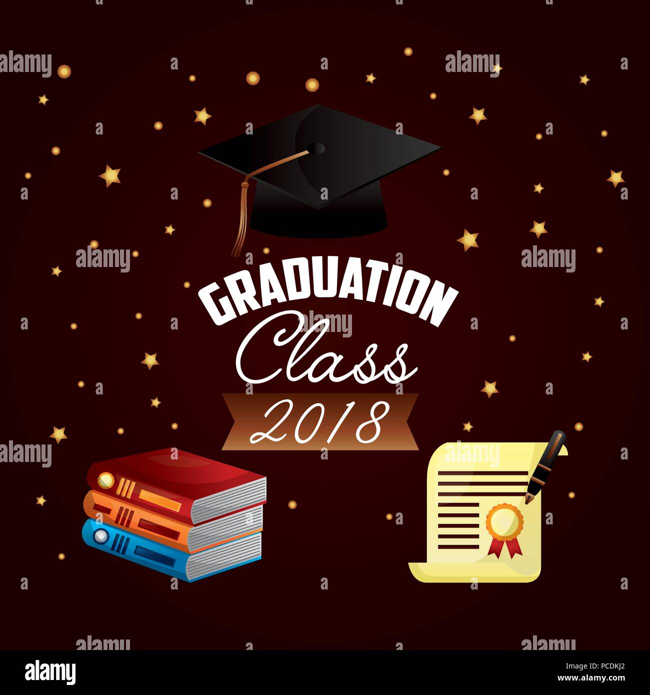 congratulations graduation stars brown background hat books certificate ...