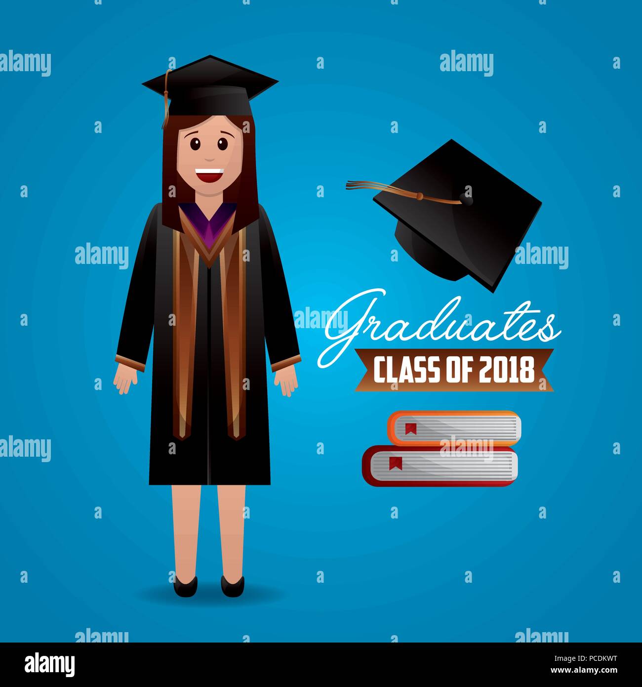 congratulations graduation hat sign books student standing smiling ...