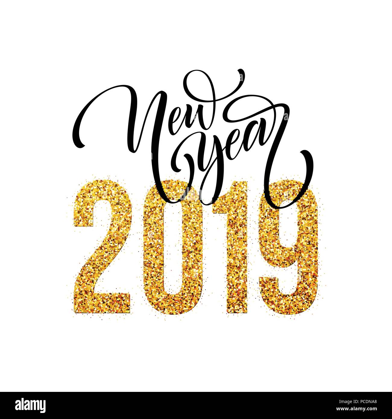 2019 Happy New Year. Beautiful Handwritten modern brush lettering ...