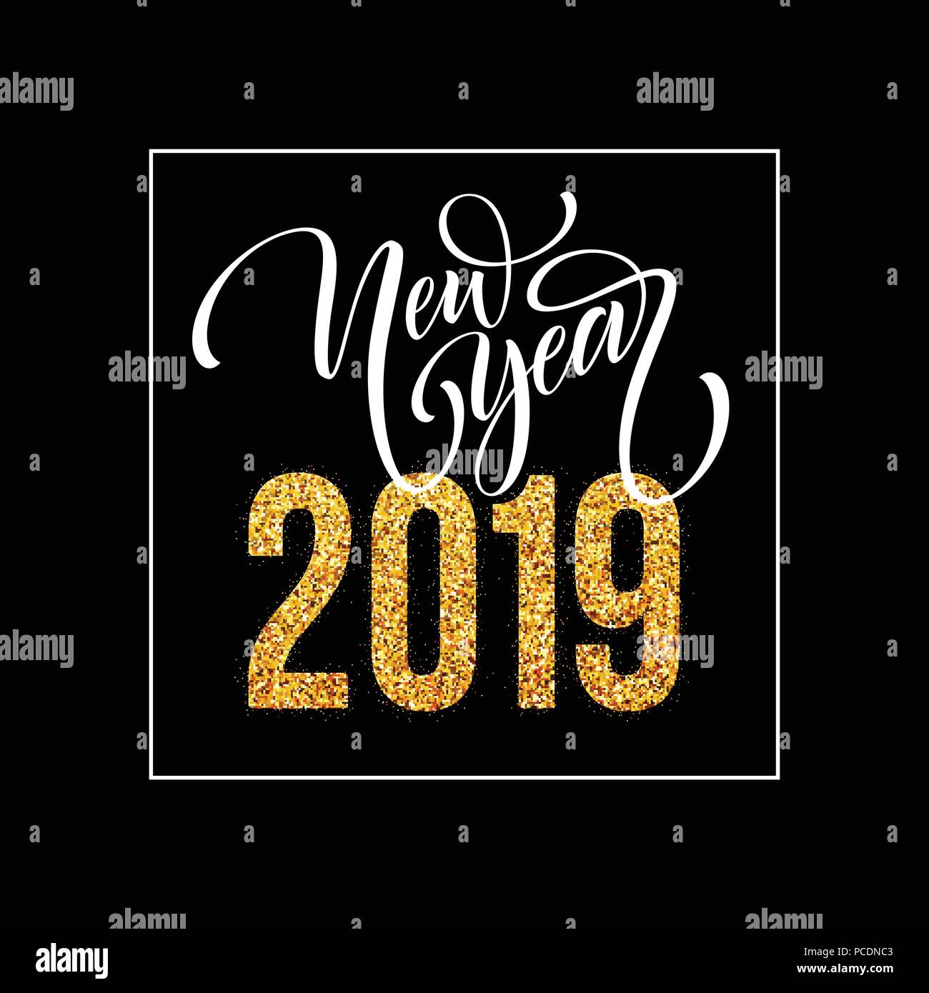 2019 Happy New Year. Beautiful Handwritten modern brush lettering ...
