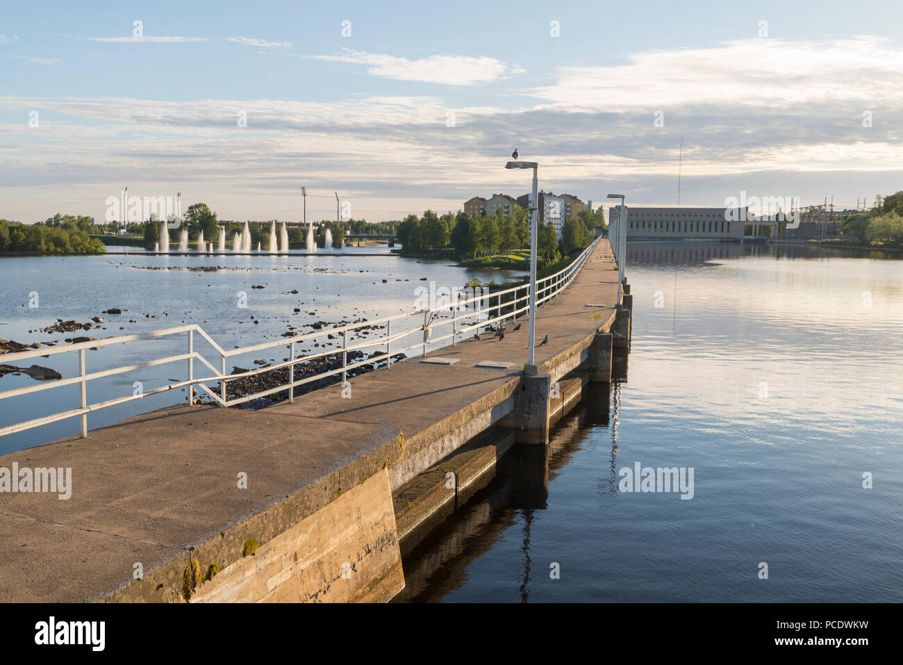 Fountains and Merikoski Power Plant in Oulu, Finland Stock Photo - Alamy