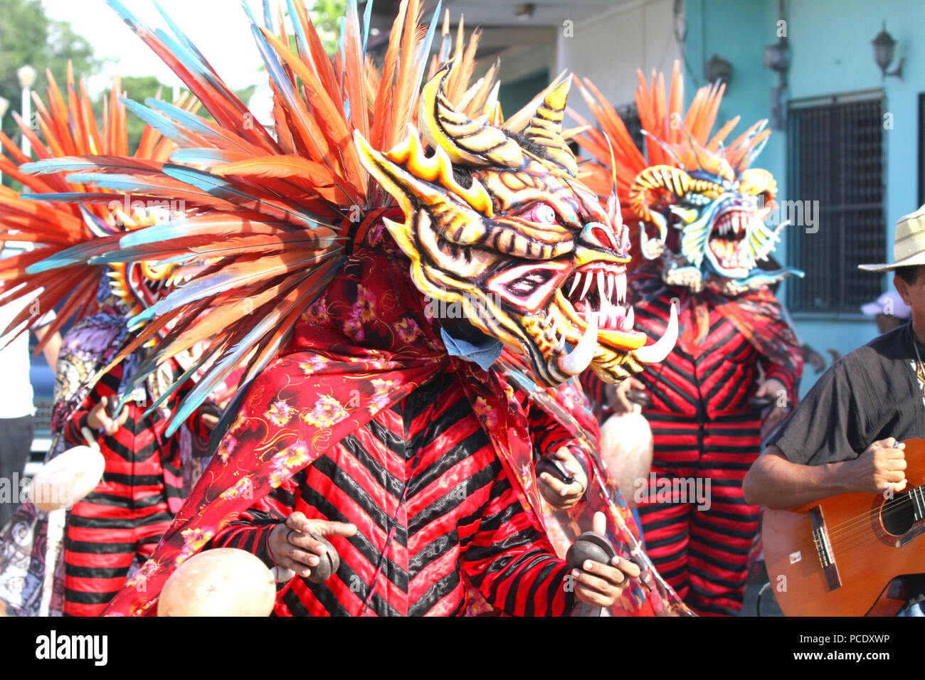 Diablicos or Devils dancing on the streets of Los Santos, Panama ...