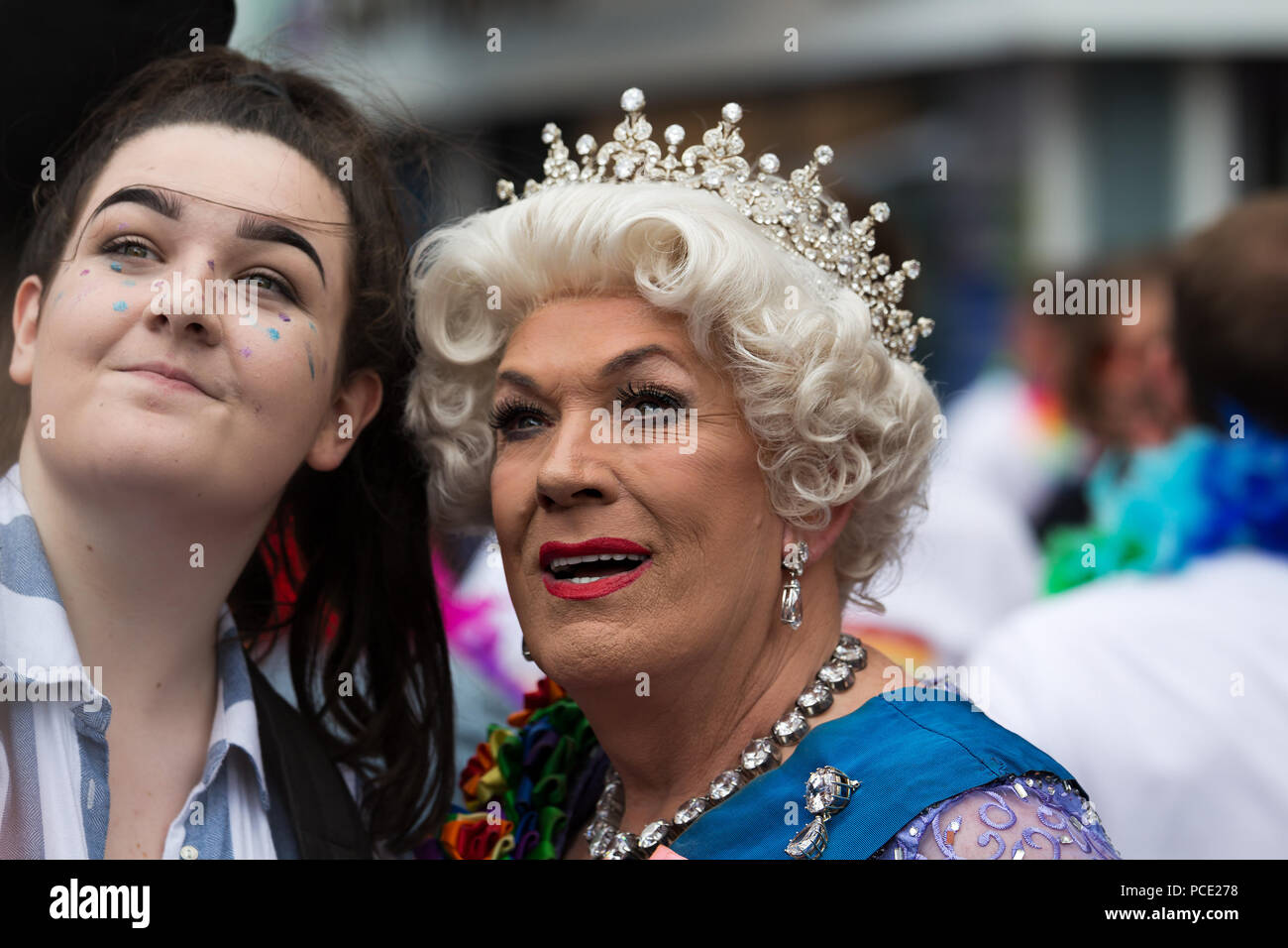 Queen Elizabeth 11 lookalike impersonator at the 2018 Liverpool Pride ...