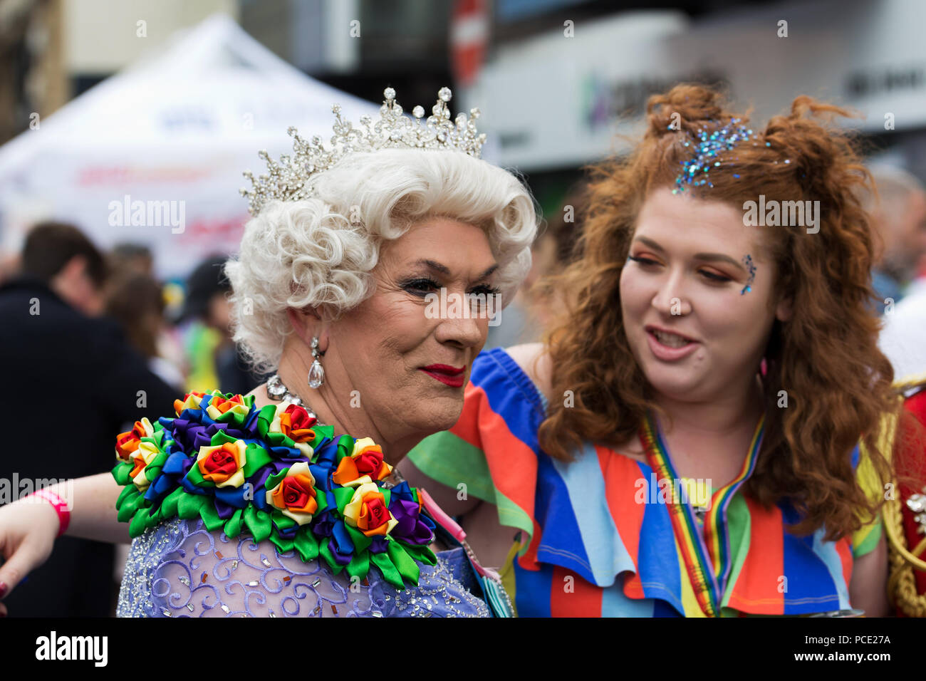 Queen Elizabeth 11 lookalike impersonator at the 2018 Liverpool Pride ...