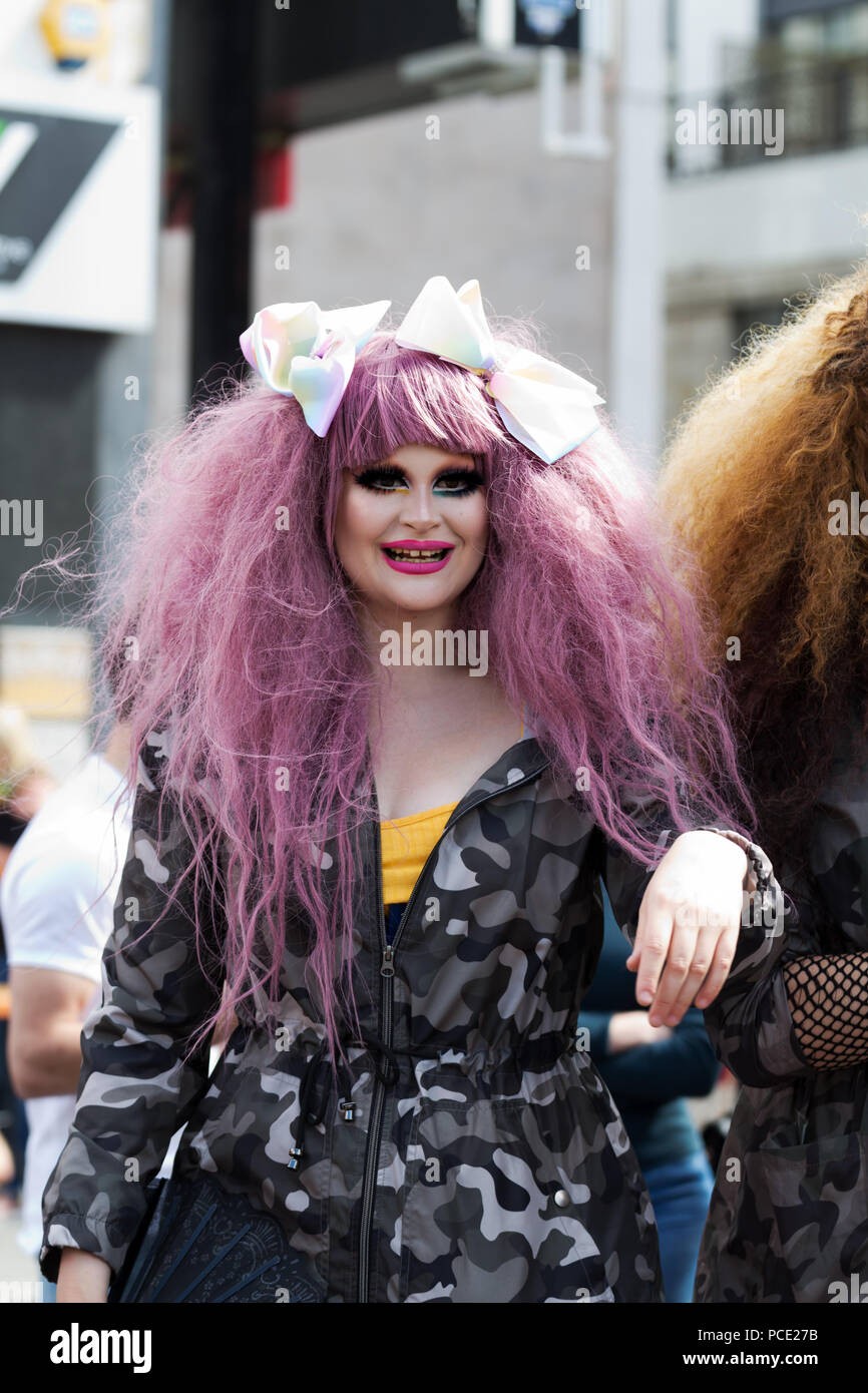 Glamorous drag queen artist at the 2018 Liverpool Pride Festival Stock ...