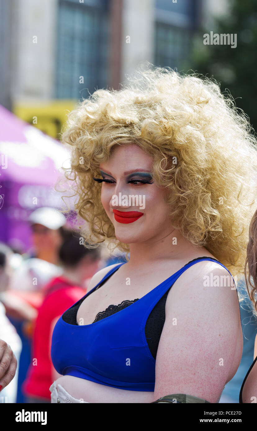 Glamorous drag queen artist at the 2018 Liverpool Pride Festival Stock ...
