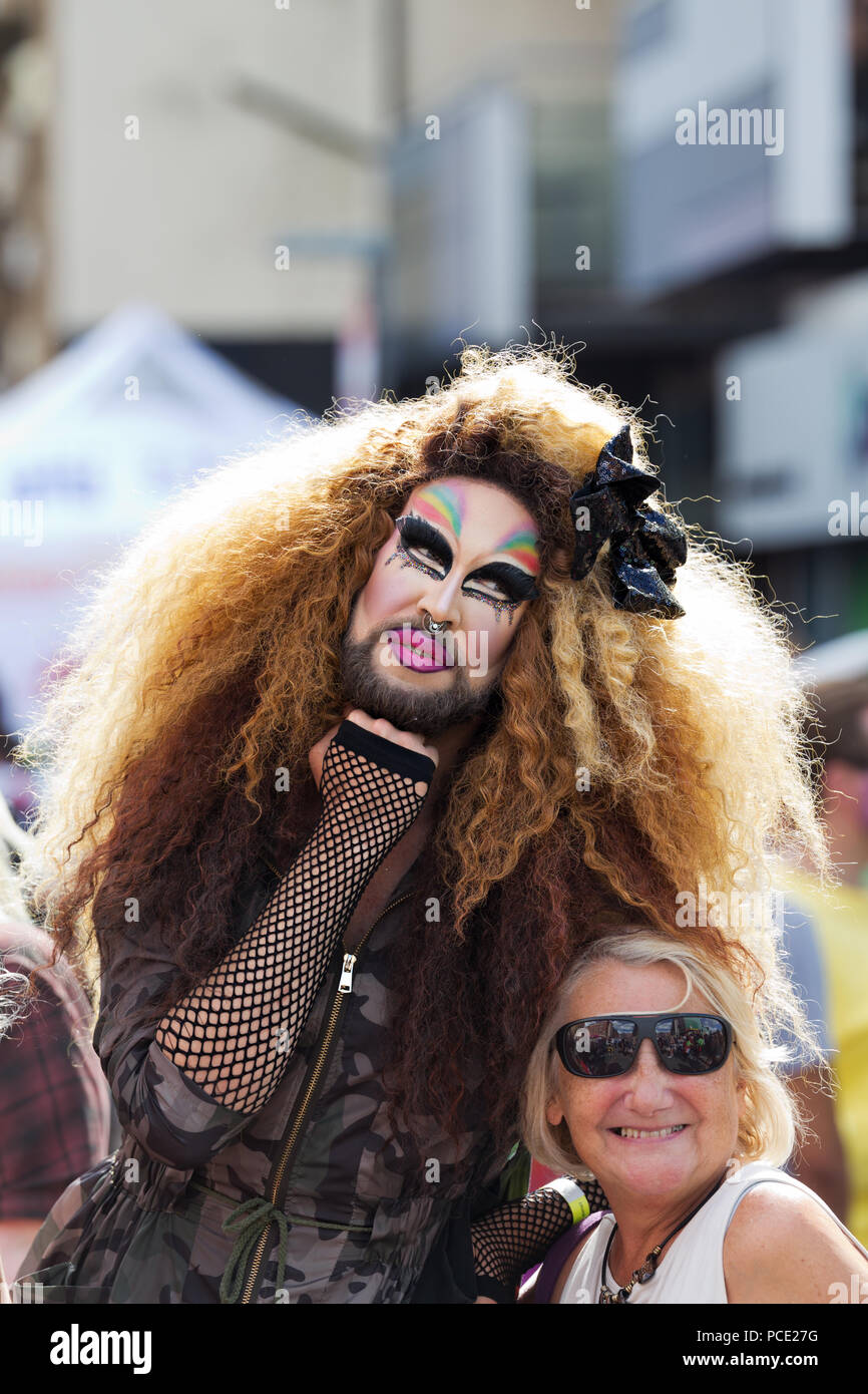 Glamorous drag queen artist at the 2018 Liverpool Pride Festival Stock ...