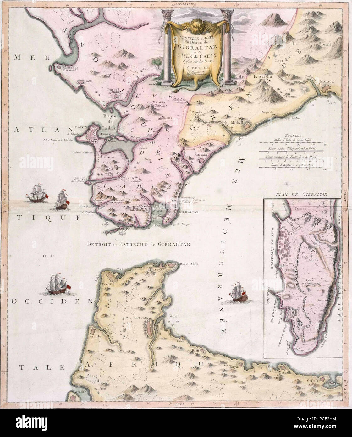1780 p santini map gibraltar hi-res stock photography and images - Alamy