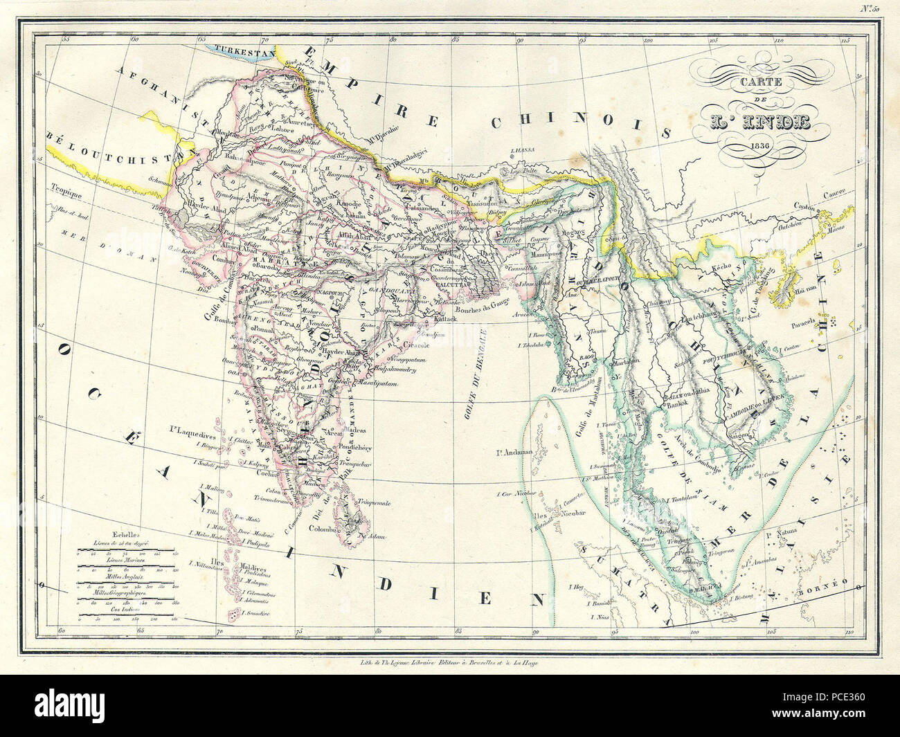 7 1837 Malte-Brun Map of India, Burma and Southeast Asia (Siam ...