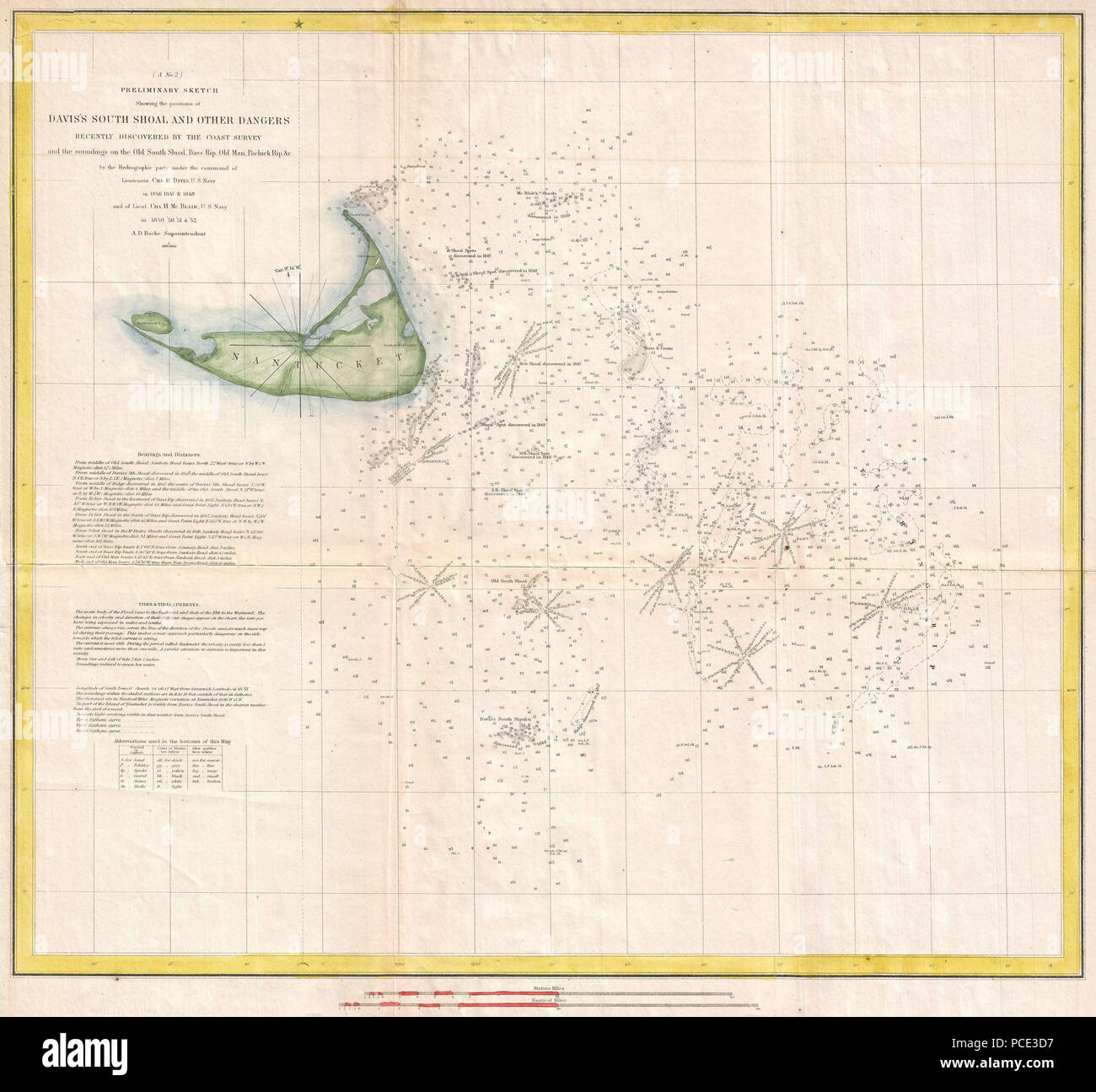 8 1853 U.S. Coast Survey Nautical Chart or Map of Nantucket ...