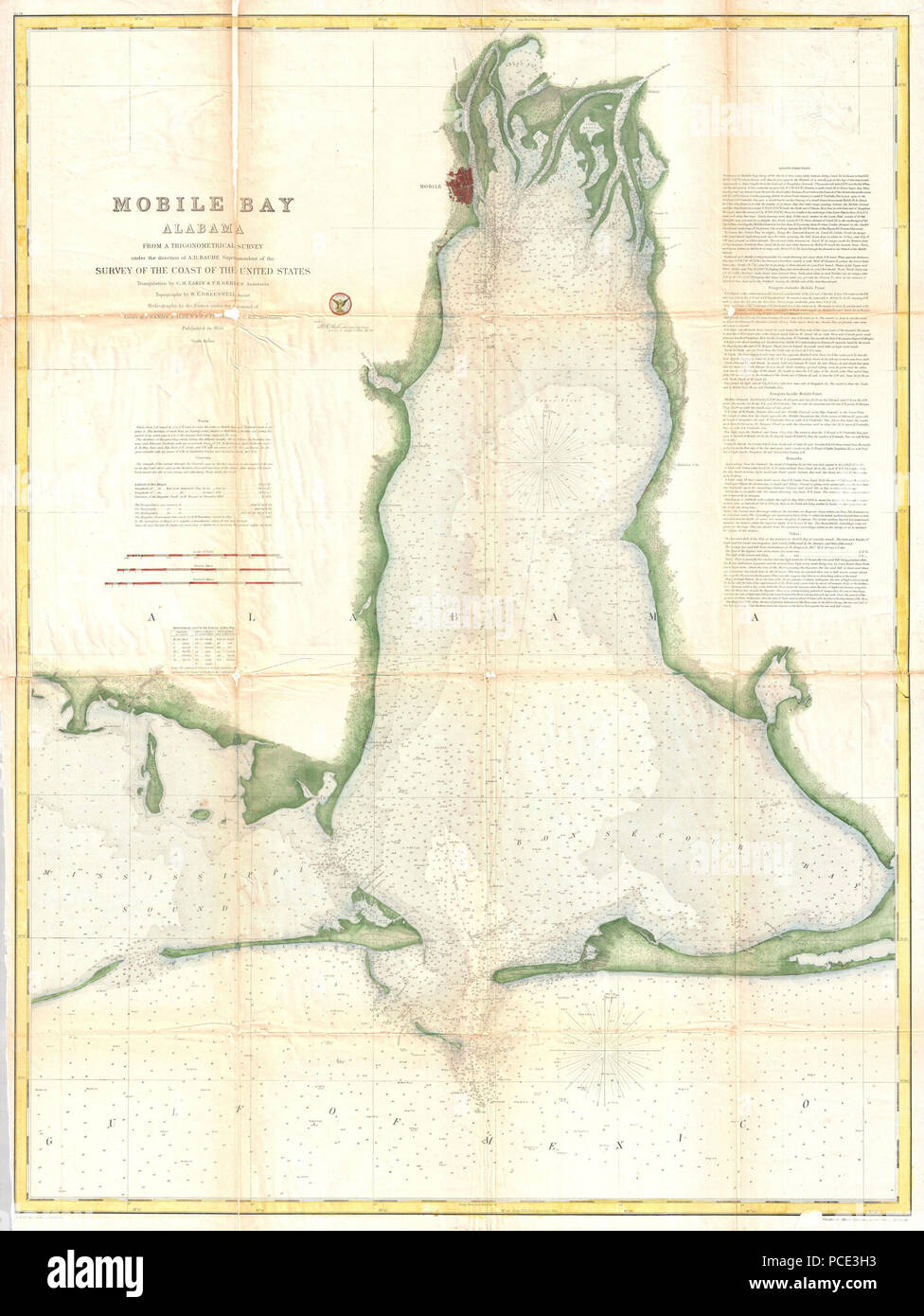 8 1856 U.S. Coast Survey Map of Mobile Bay, Alabama - Geographicus ...