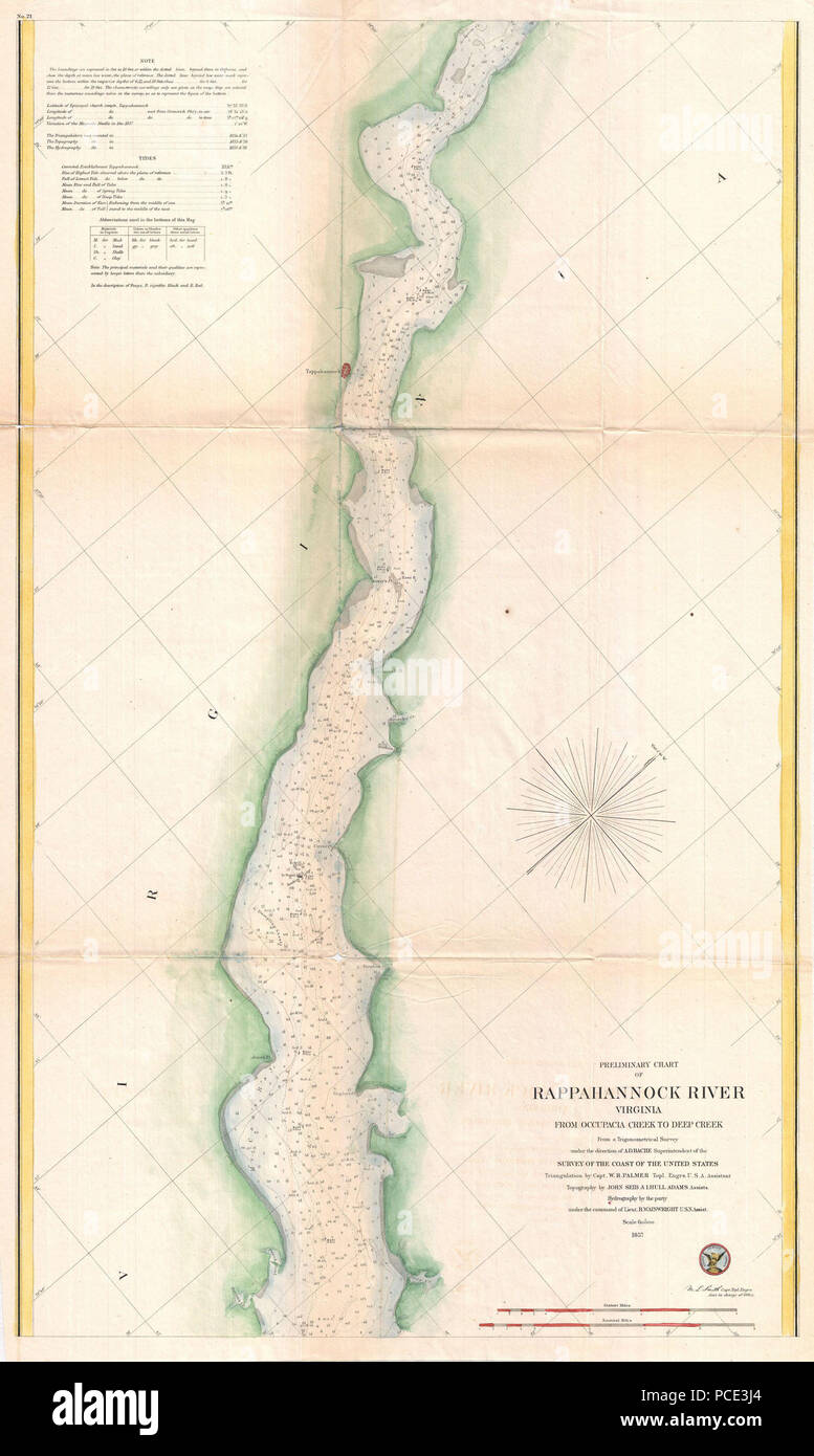 9 1857 U.S. Coast Survey Map or Chart of the Rappahannock River ...