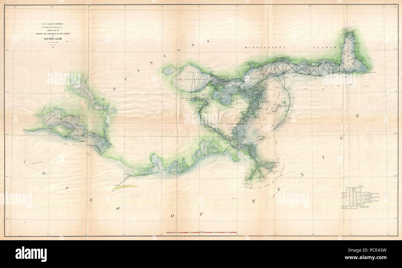 10 1873 U.S. Coast Survey Map of the Delta of the Mississippi River ...