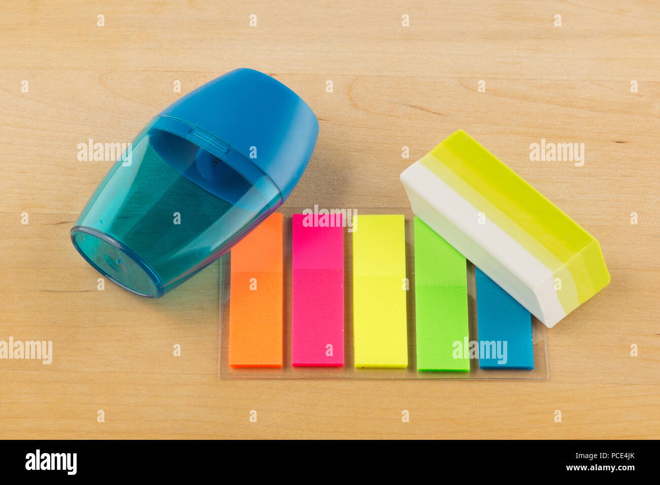 Color paper stickers and school writing instruments Stock Photo - Alamy