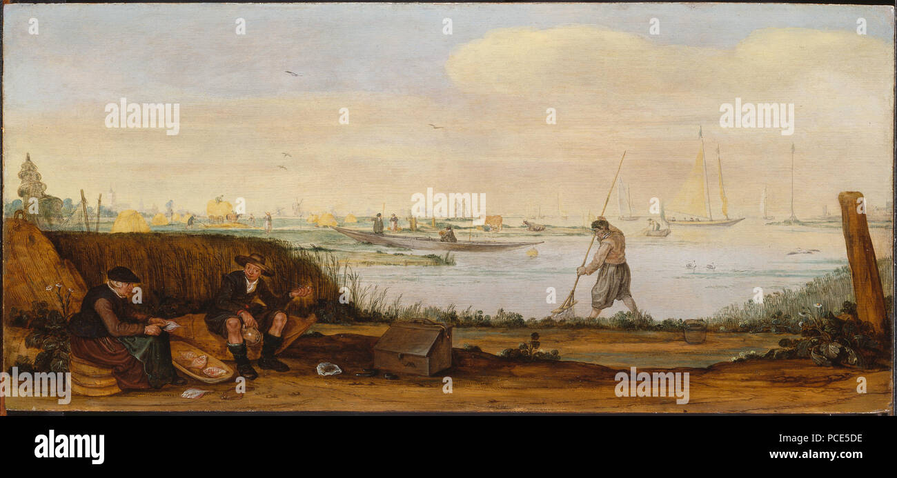 77 River Landscape with Boats and Fishermen (Arent Arentsz. (kallad ...