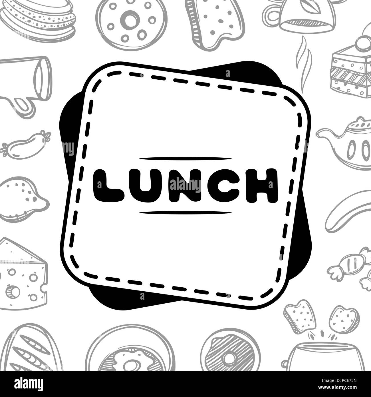 Cute hand drawn poster menu for cafe on food background with lunch ...