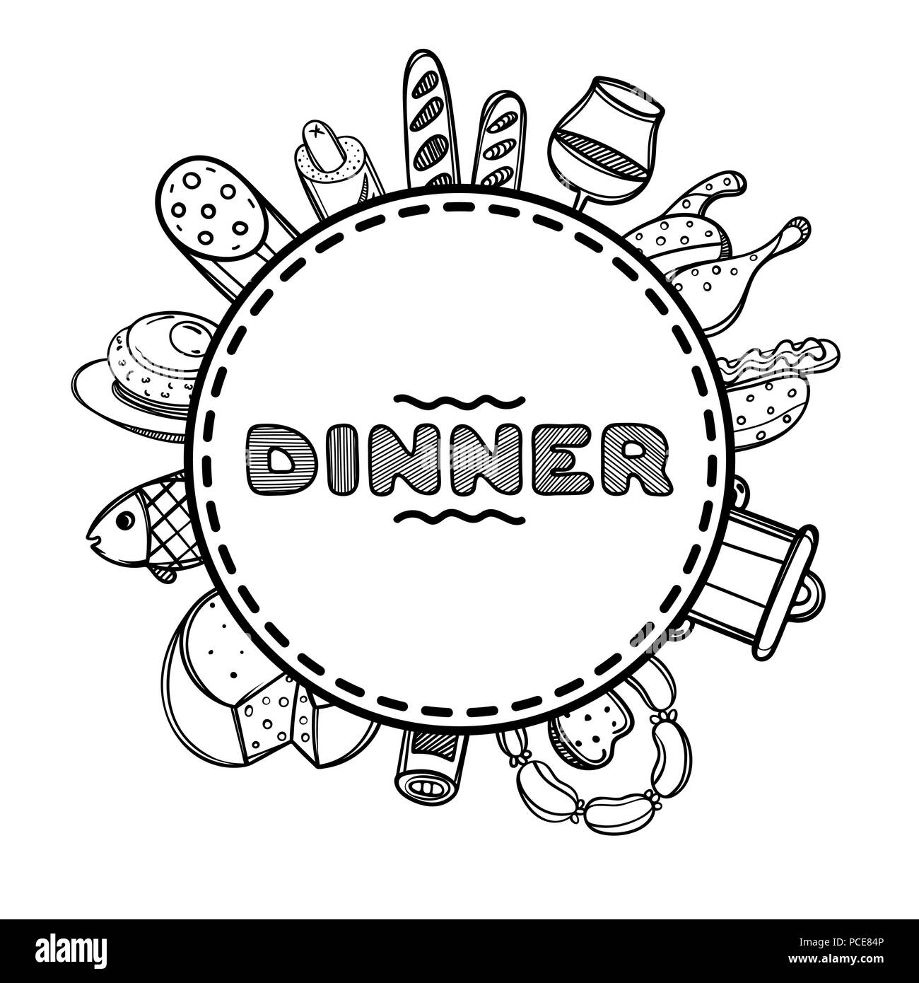 Hand drawn menu for cafe. Sketch concept illustration. Linear graphic ...