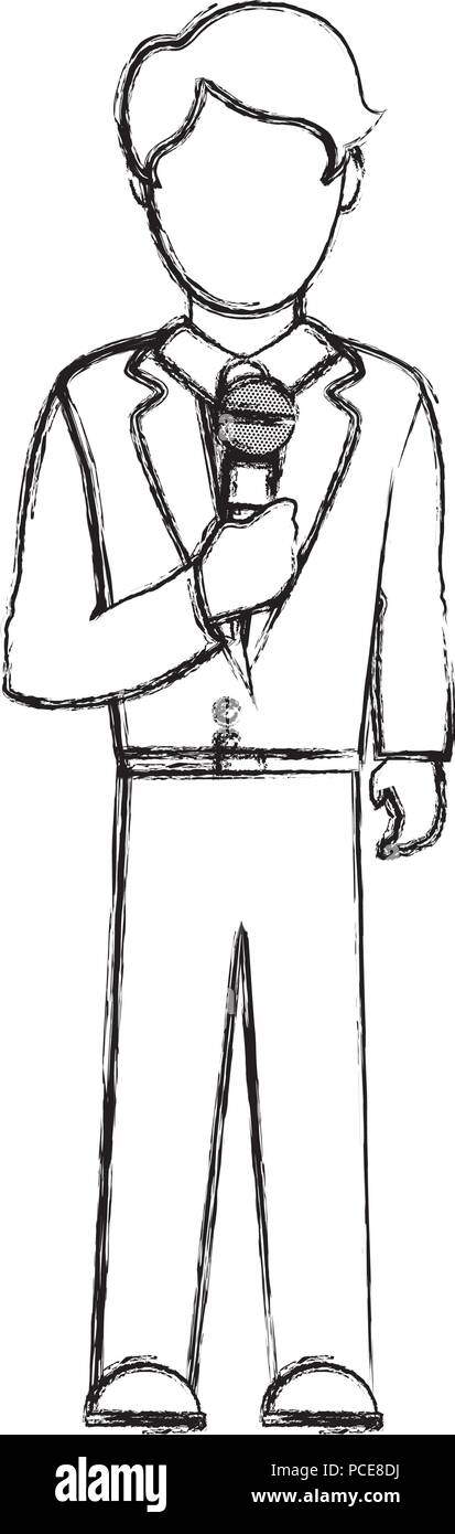 grunge professional man reporter with hairstyle and clothes Stock ...