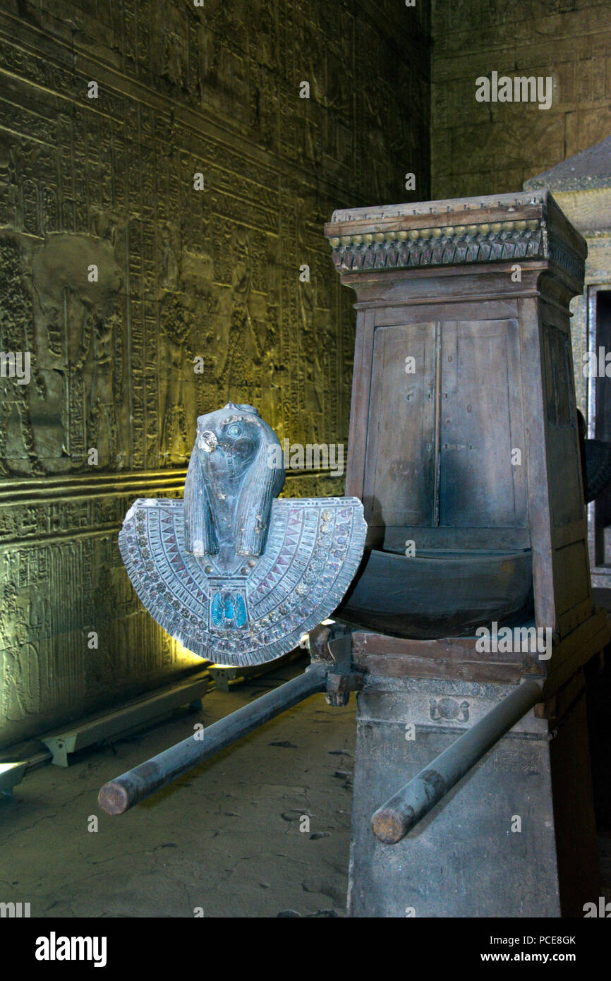 The inner sanctuary of the Temple of Edfu, dedicated to Horus and ...