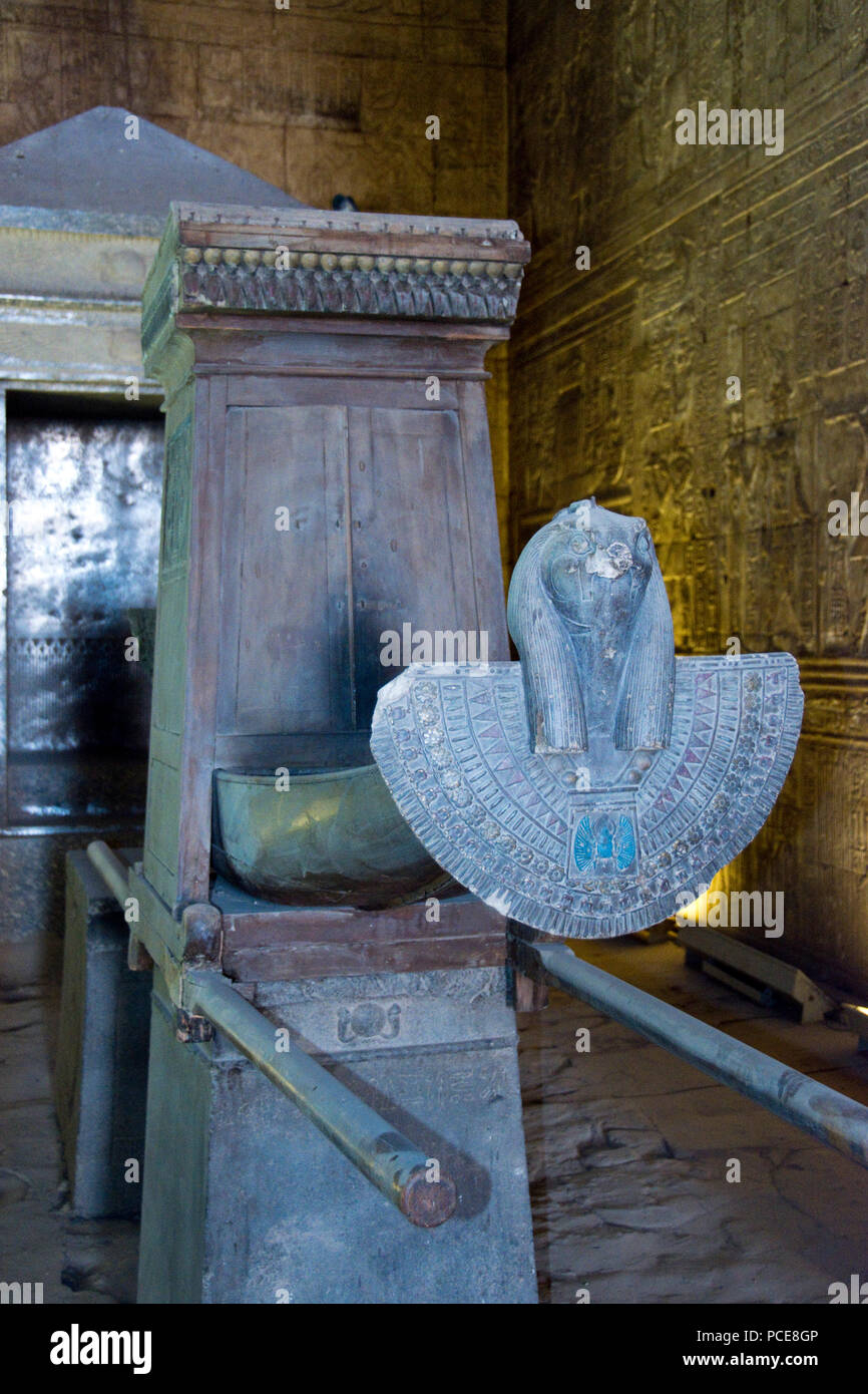 The inner sanctuary of the Temple of Edfu, dedicated to Horus and ...