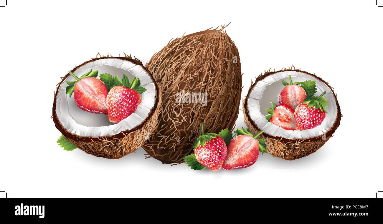 Coconut strawberry Stock Vector Images - Alamy