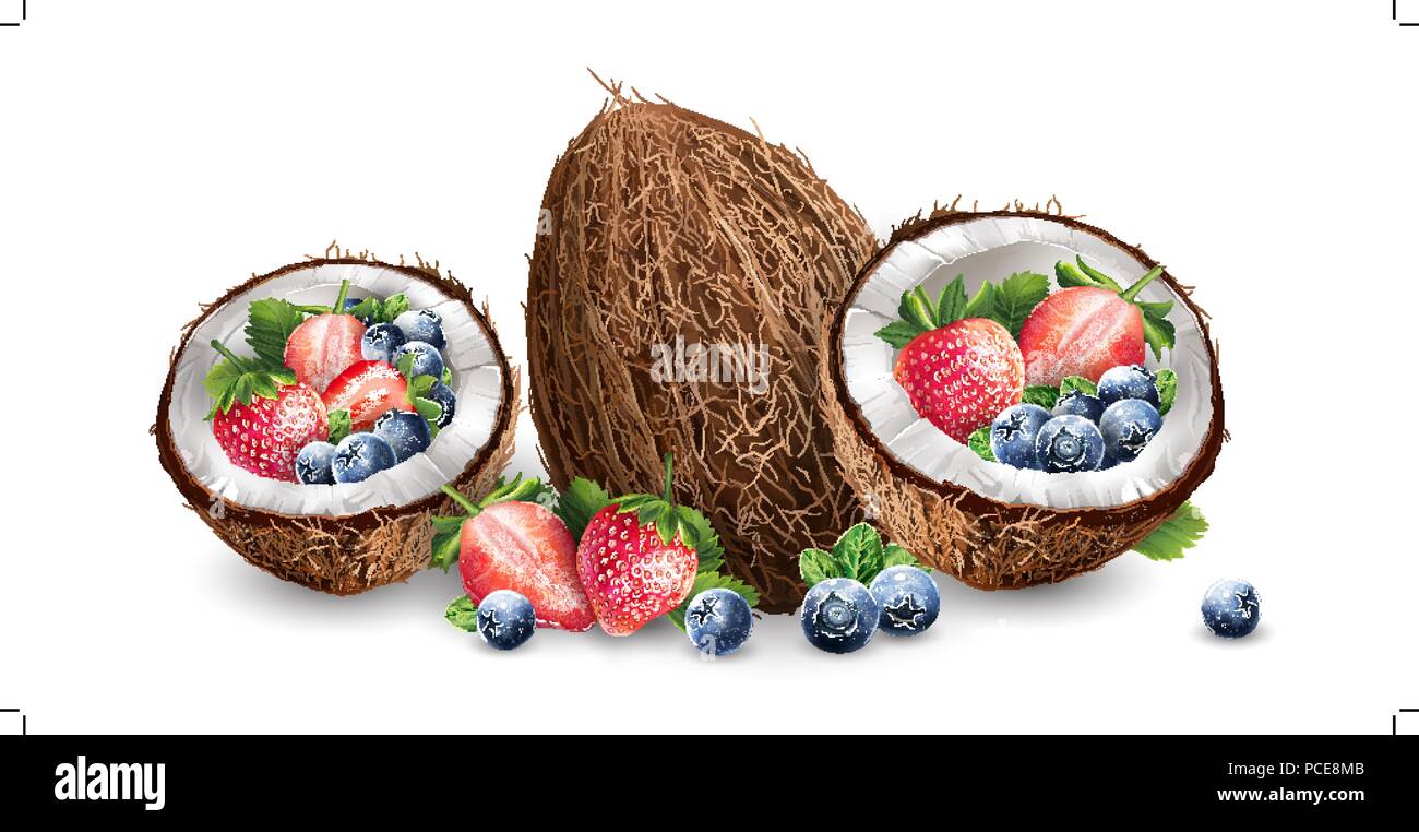 Coconut strawberry Stock Vector Images - Alamy