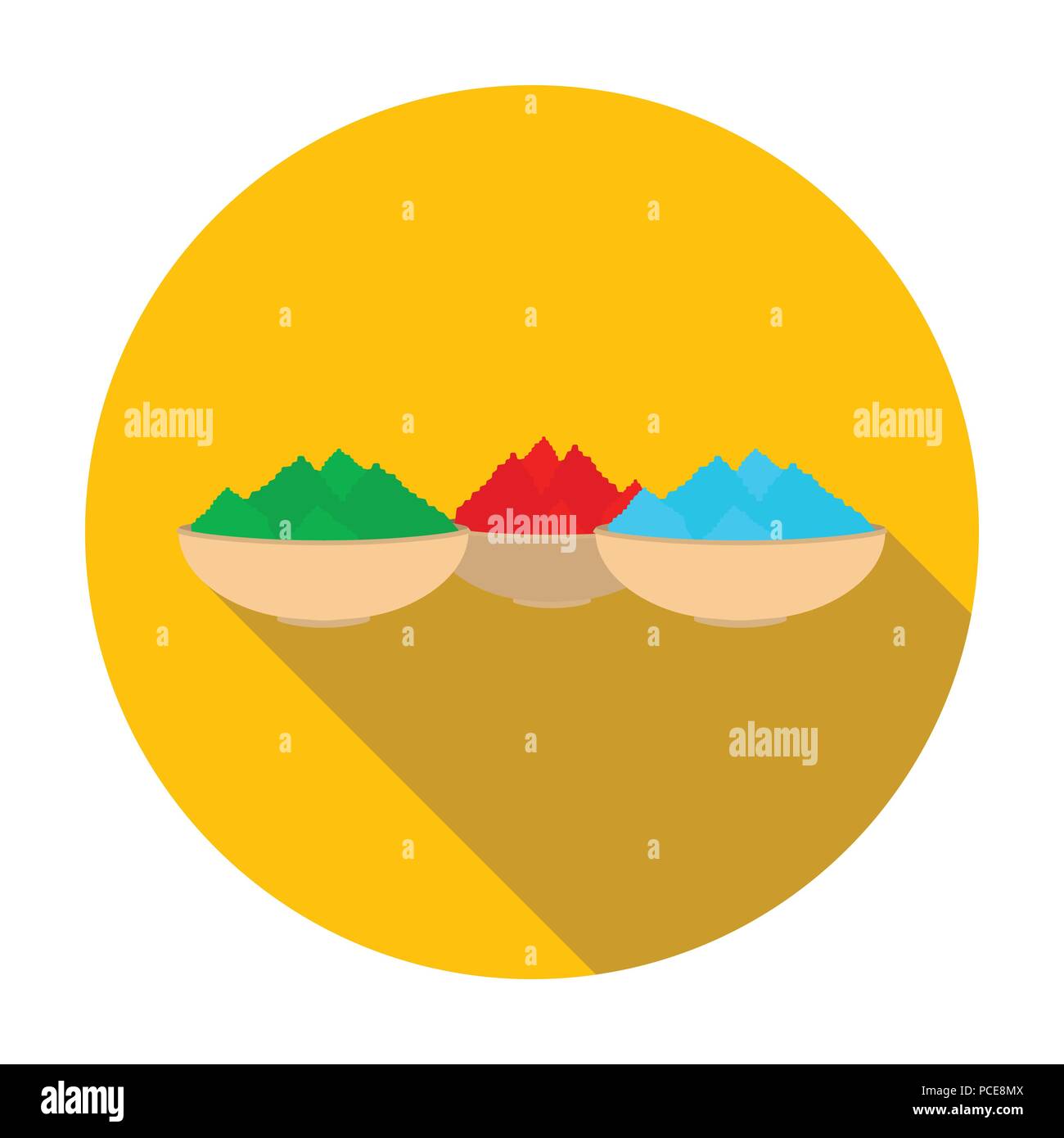 Colorful powder icon in flat style isolated on white background. India ...