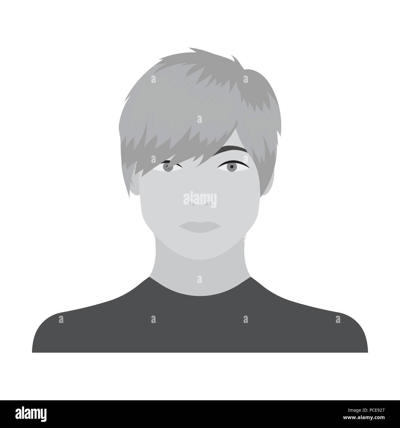 The face of a young guy. Face and appearance single icon in monochrome ...