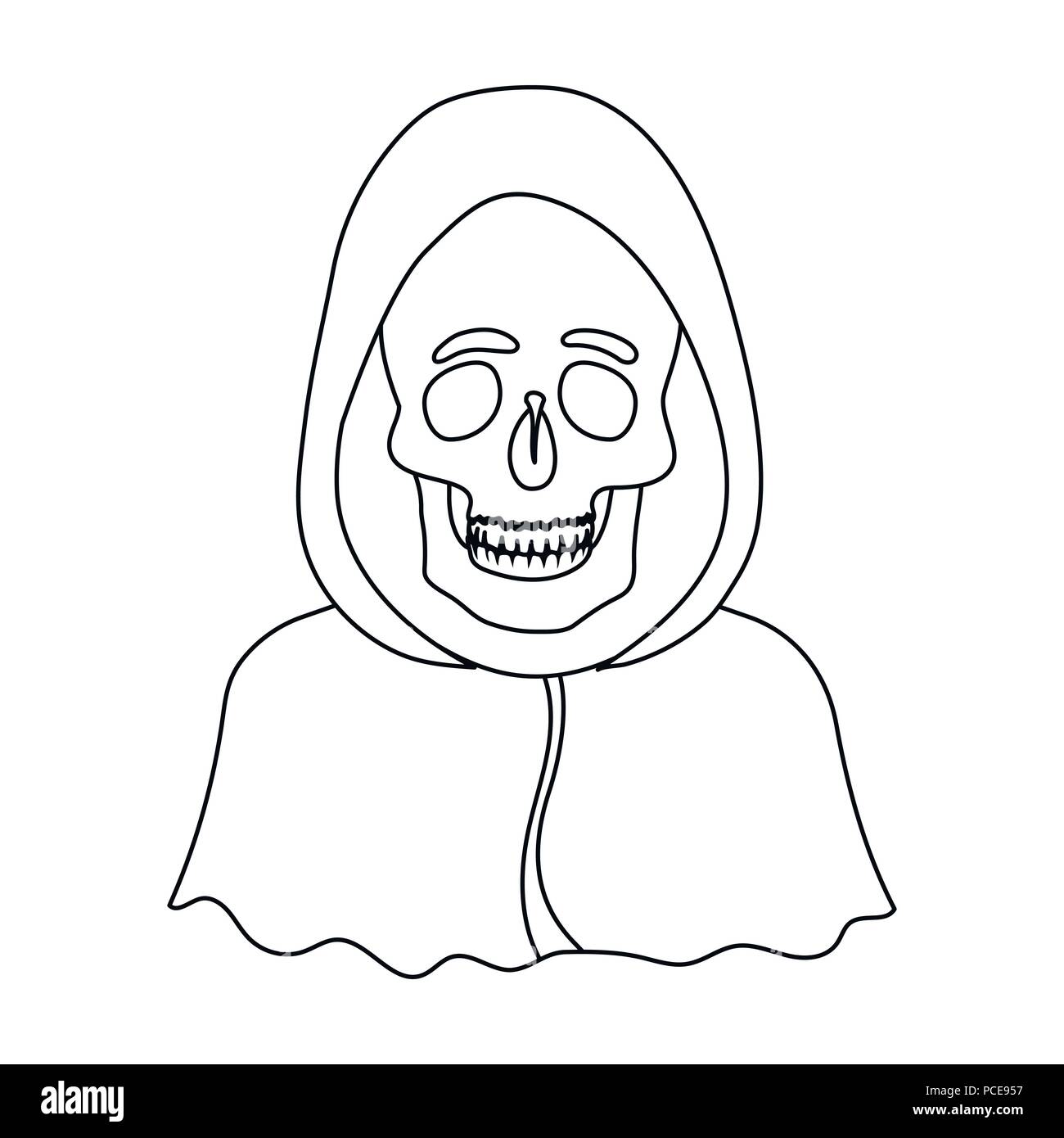 Death icon in outline design isolated on white background. Funeral ...