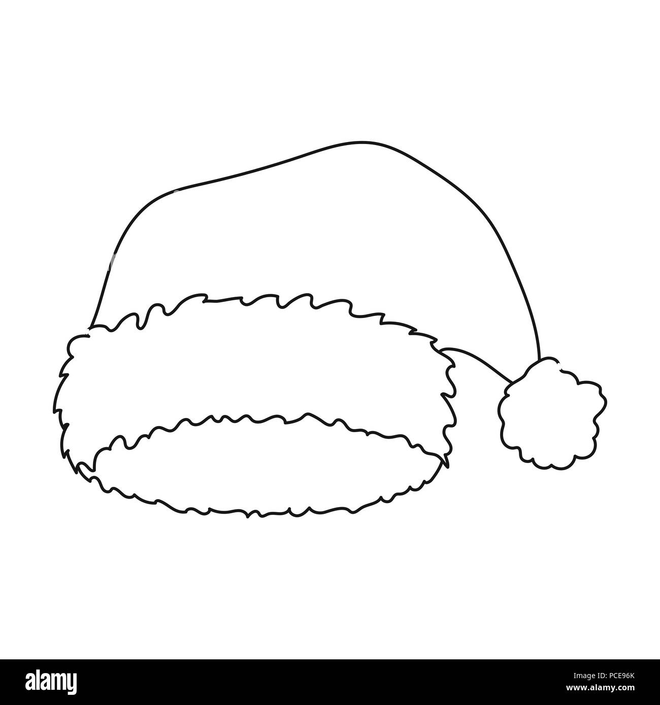 Christmas cap icon in outline style isolated on white background. Hats ...