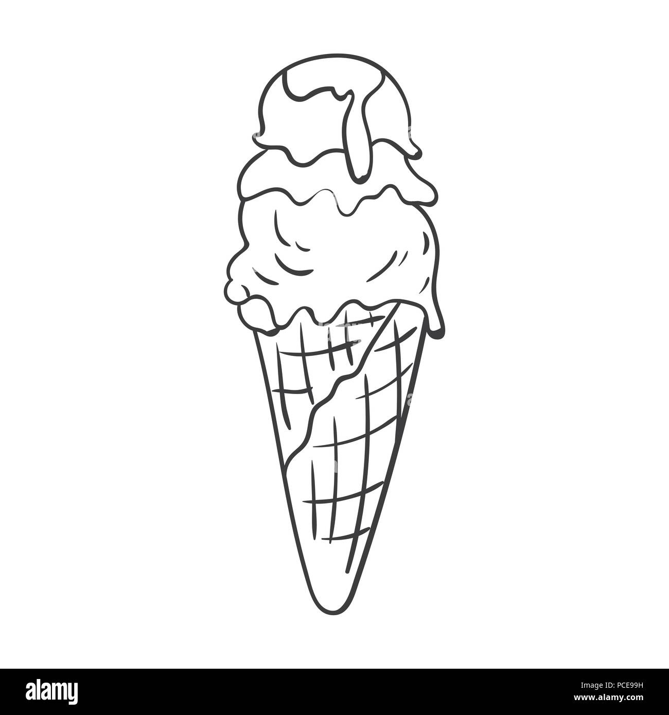 Italian gelato icon in outline style isolated on white background ...