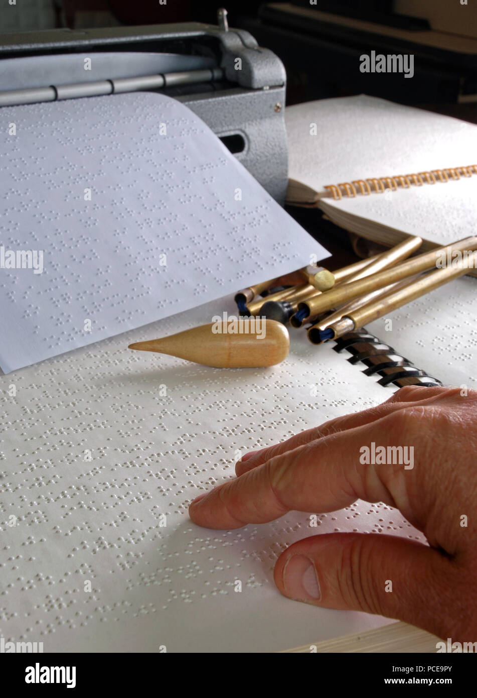 Reading braille text Stock Photo - Alamy