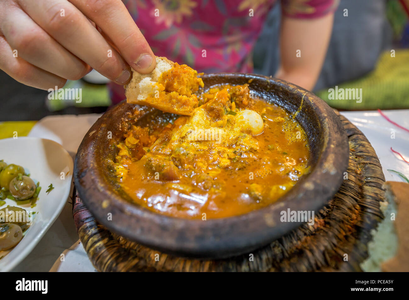 moroccan tajina served in street food markets in Marrakech Stock Photo ...