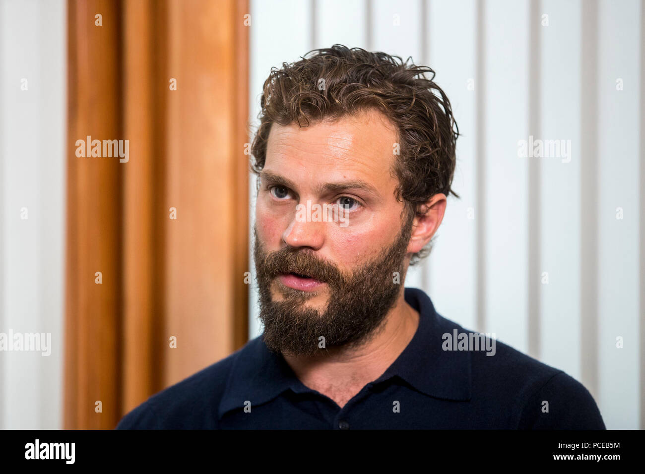 Northern Irish actor Jamie Dornan, during an interview after helping to ...
