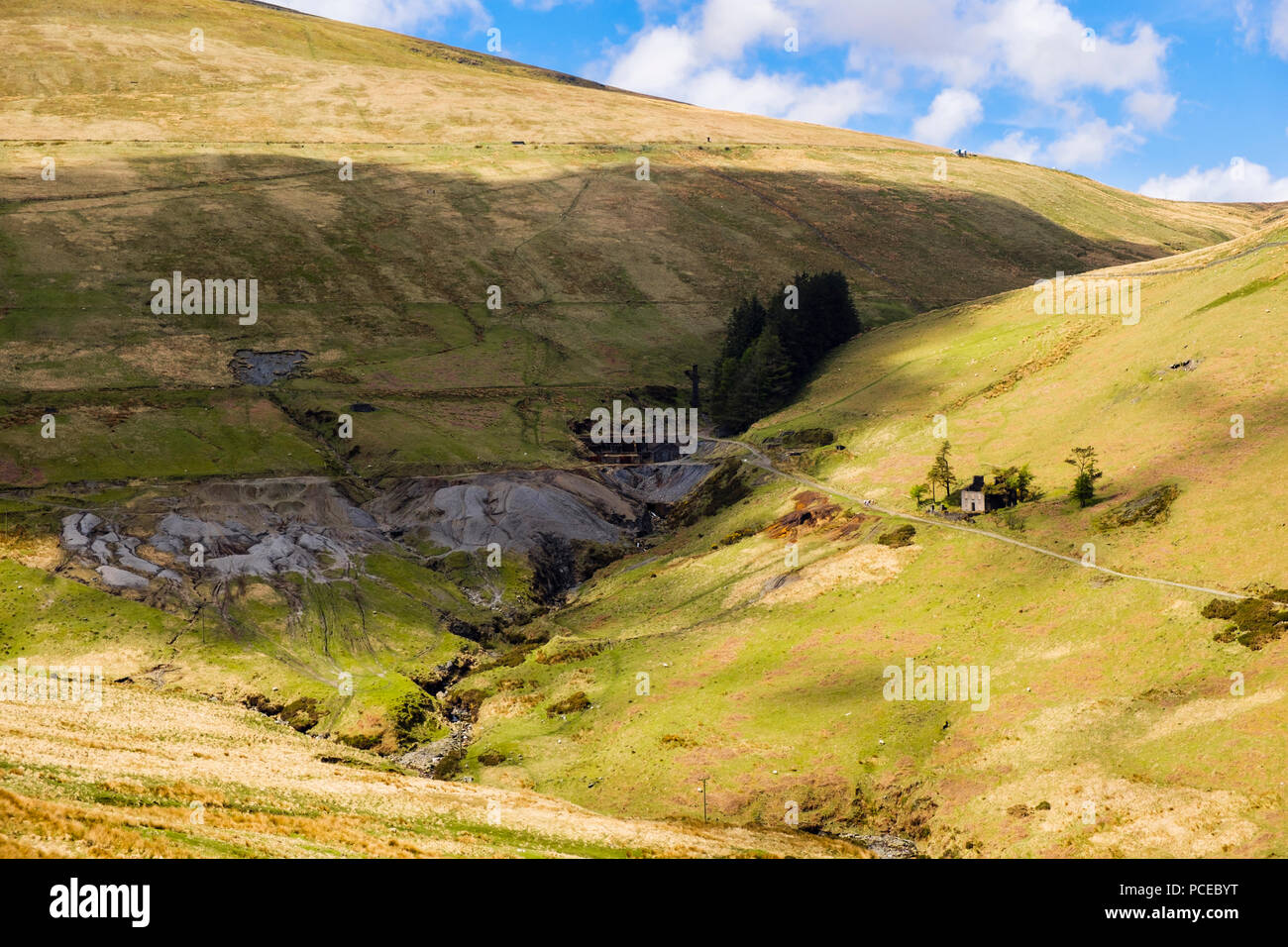 Old workings of The Great Snaefell Mine for zinc high in valley below ...