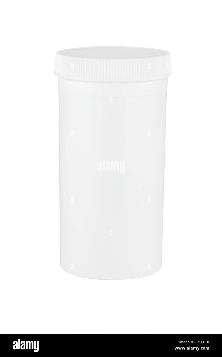 Plastic white medical container isolated on white background Stock ...