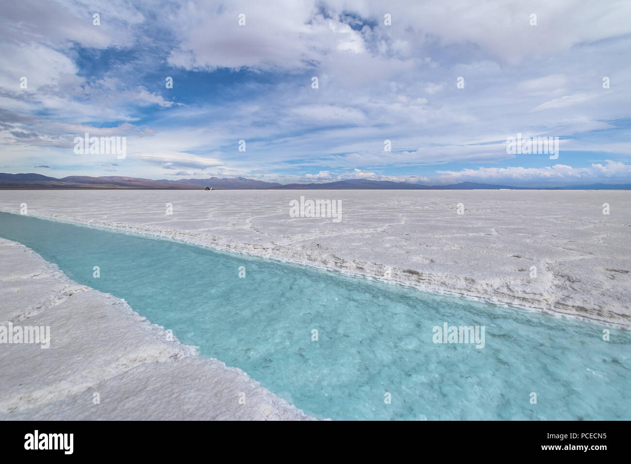 Salt water pool in Salinas Grandes Salt Flat - Jujuy, Argentina Stock ...