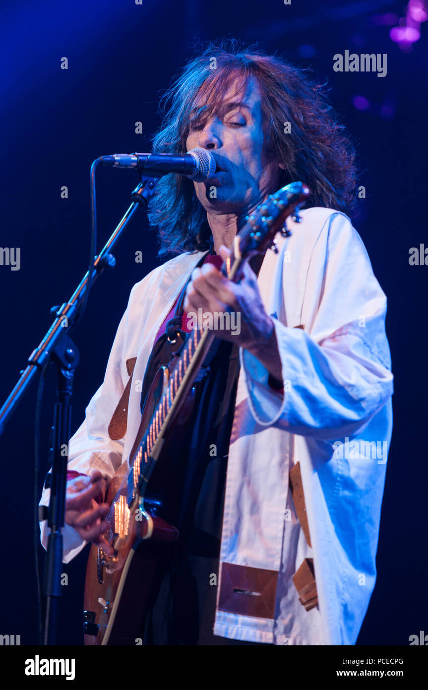 The singer of Extremoduro, Roberto Iniesta, in concert in Cáceres Stock ...