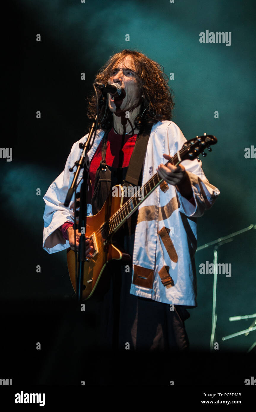 The singer of Extremoduro, Roberto Iniesta, in concert in Cáceres Stock ...