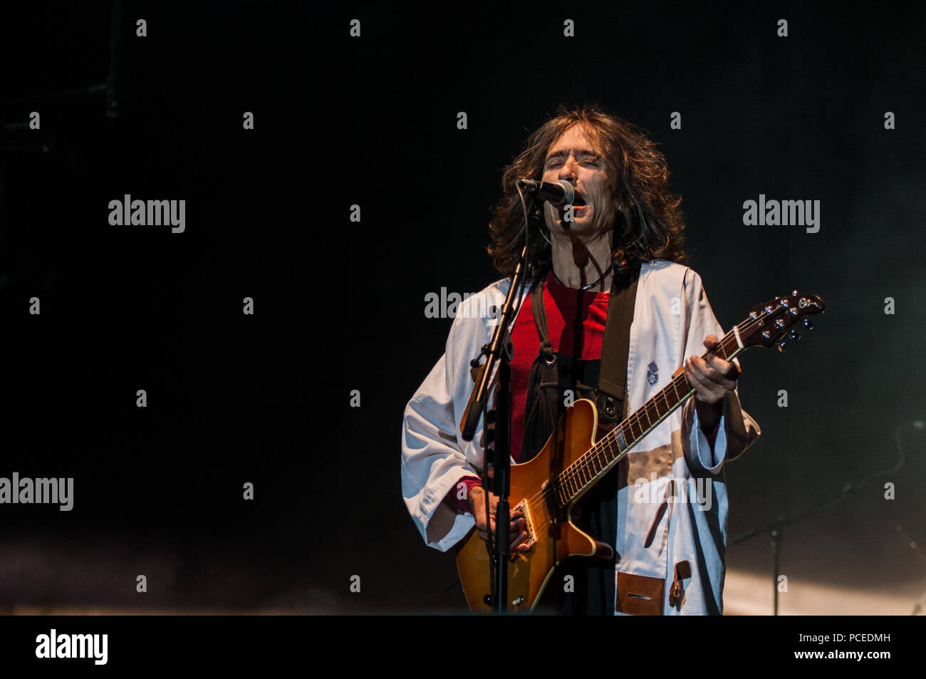 The singer of Extremoduro, Roberto Iniesta, in concert in Cáceres Stock ...