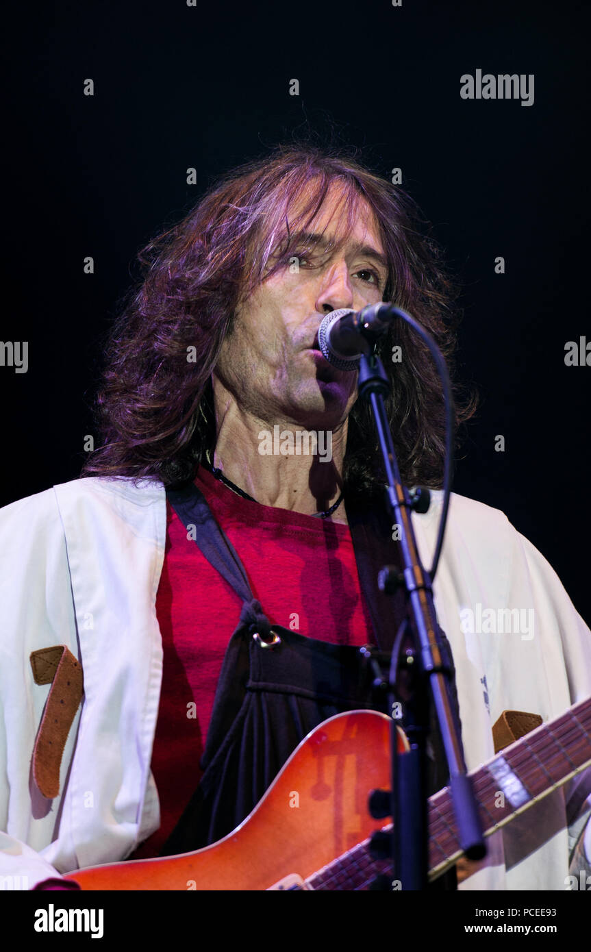 The singer of Extremoduro, Roberto Iniesta, in concert in Cáceres Stock ...