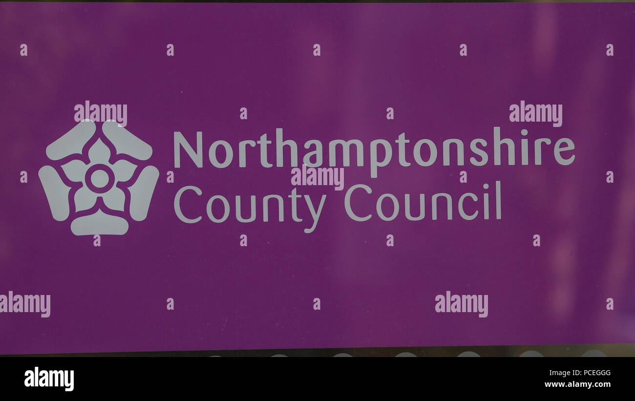 A sign for Northamptonshire County Council at its headquarters in ...