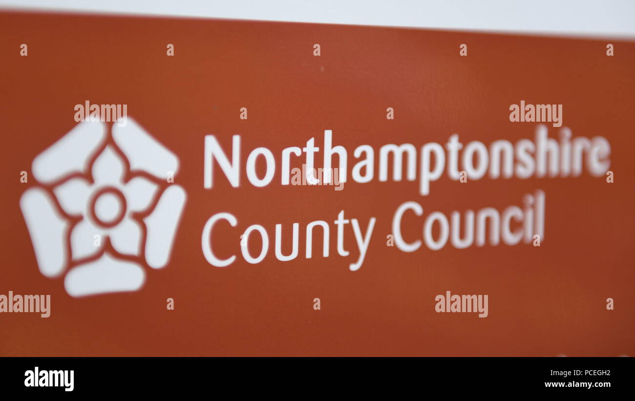 A sign for Northamptonshire County Council at its headquarters in ...