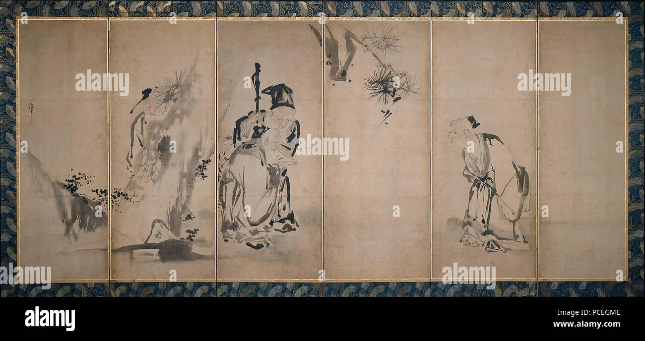 52 Kanō Naonobu (17th century) The Four Sages of Mount Shang Stock ...